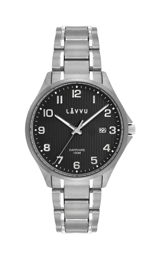 LAVVU Titanové hodinky se safírovým sklem TITANIUM LILLEHAMMER Black ...