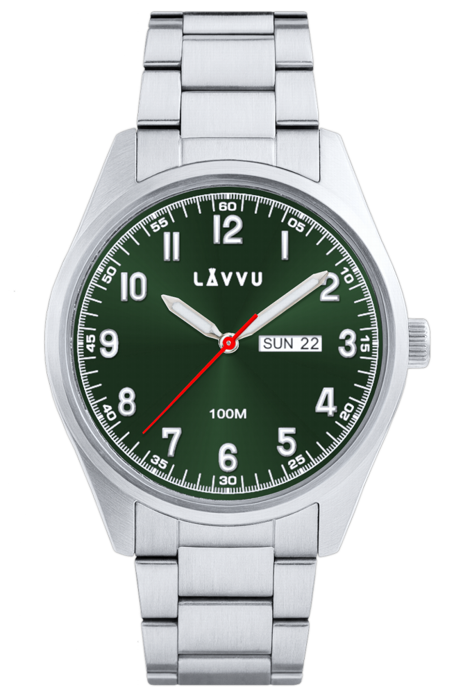 LAVVU Ocelové pánské hodinky FOSEN Green LWM0312 | Zlatnictví-hodiny ...